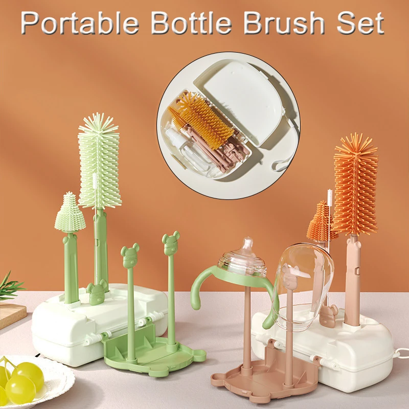 Portable-Baby-Bottle-Cleaner-Brush-Set-With-Bottle-Drying-Rack-and-Case ...