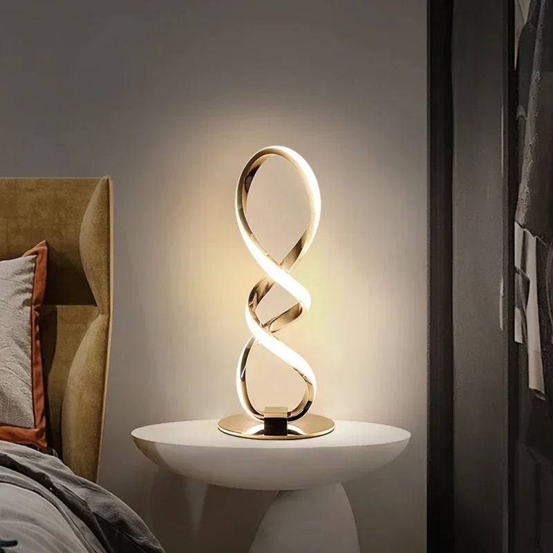 Modern-LED-Table-Lamp-Desk-Decor-Line-Silver-Gold-Lights-Study-Bedroom ...
