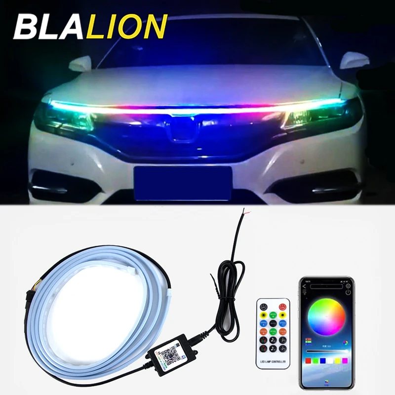 Seametal12v Led Car Hood Lights Flexible Headlight Strip Multicolor ...