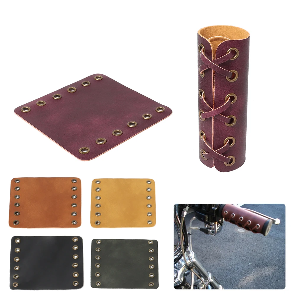 Universal-Motorcycle-Handle-Grips-PU-Leather-Cover-Handlebar-Throttle ...