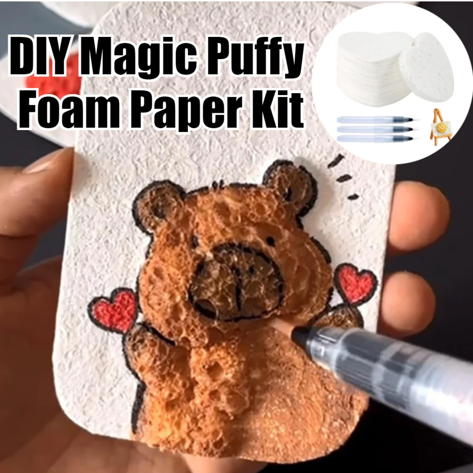 Magic Expanding Sponge Art Magic Foam Painting Kit - 3D Puffy Art With ...