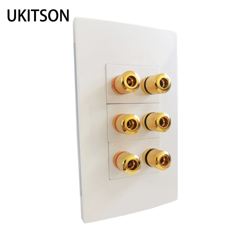 6 Ports Audio Speaker Faceplate Panel US Wall Face Plate Hifi Sound ...