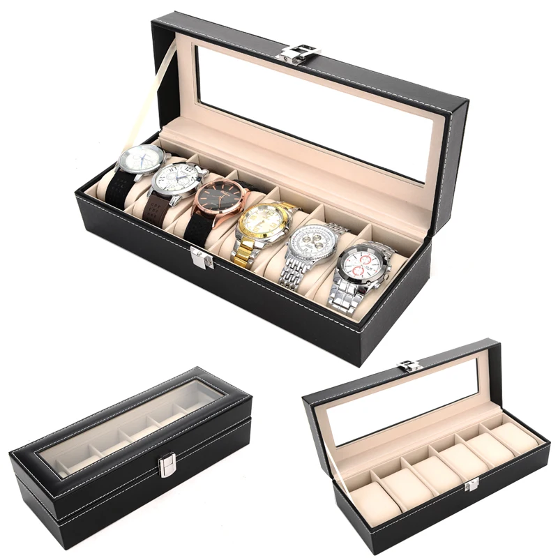 Pu-Leather-2-3-4-5-6-10-12Girds-Watch-Organizer-Glass-Case-Storage ...