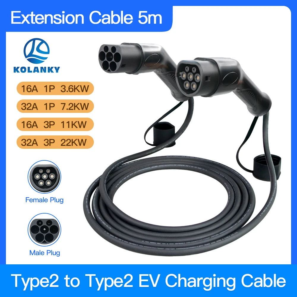 Charging Cable Mode 3 Type 2 To Type 2 Ev Charging Connector Iec 62196 ...