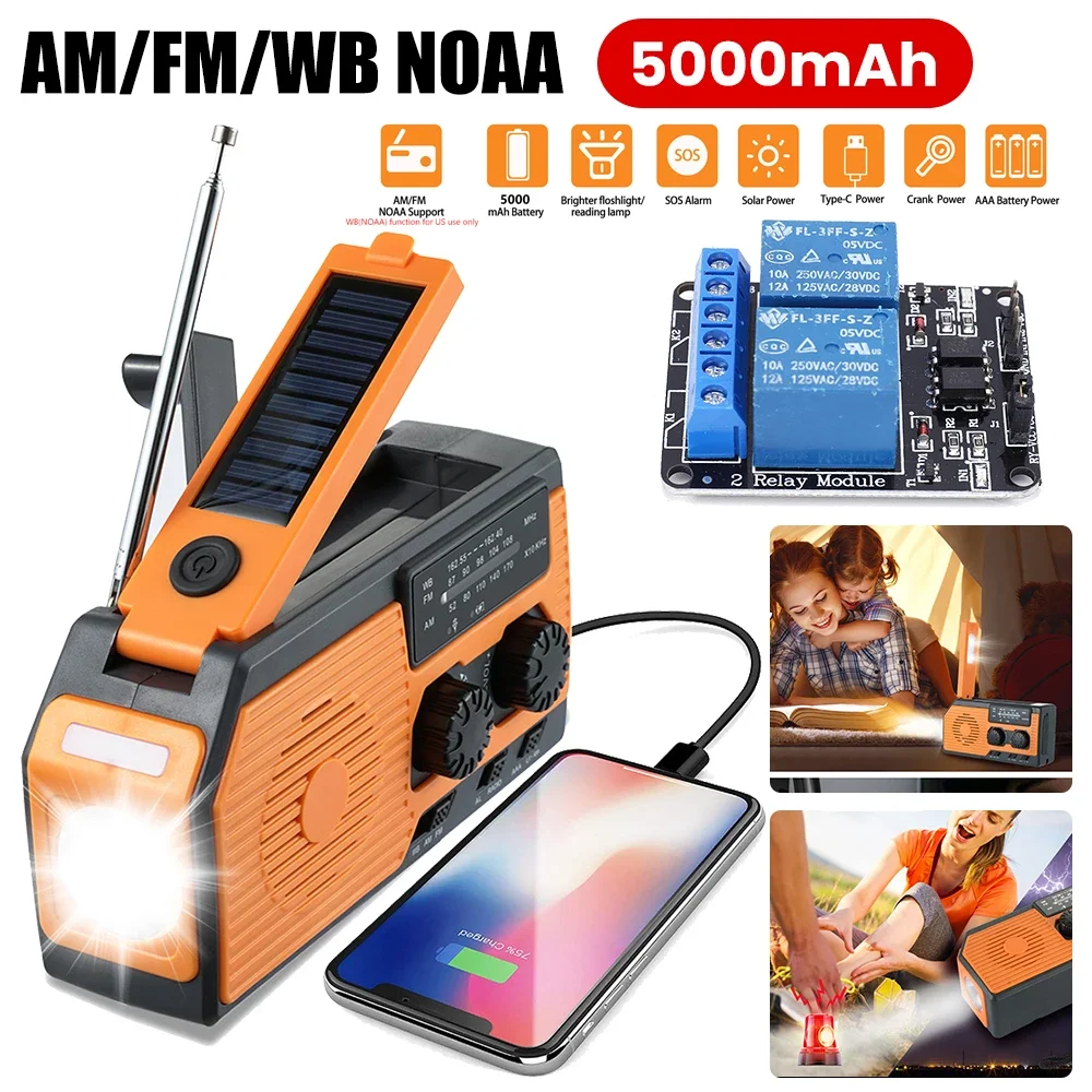 Weather-Radio-Solar-Power-Hand-Crank-Radio-5000mAh-AM-FM-WB-NOAA ...