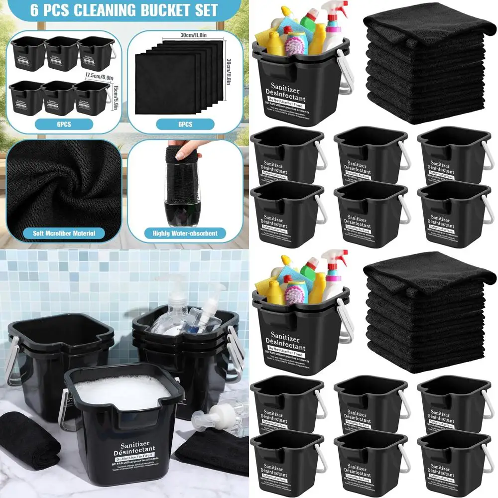 Compact 3-Quart Cleaning Bucket Set with Microfiber Cloths, Sanitizing ...