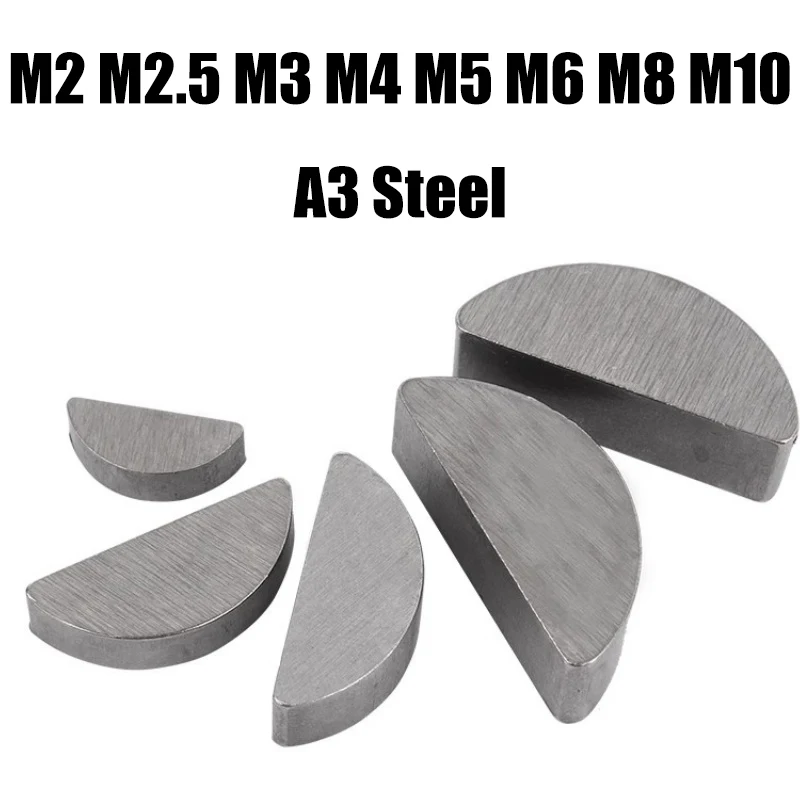 M2 M2.5 M3 M4 M5 M6 M8 M10 A3 Steel Woodruff Keys Metal Flat Semi ...
