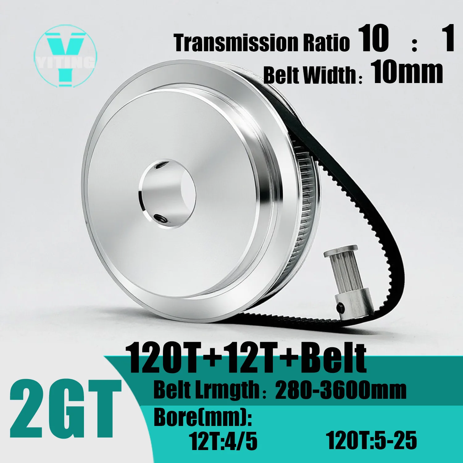 2GT 2M 120T 12T Kti 12T 120T 타이밍 벨트 풀리 세트 벨트 폭 10mm 보어 4~25mm 10:1 휠 동기 ...