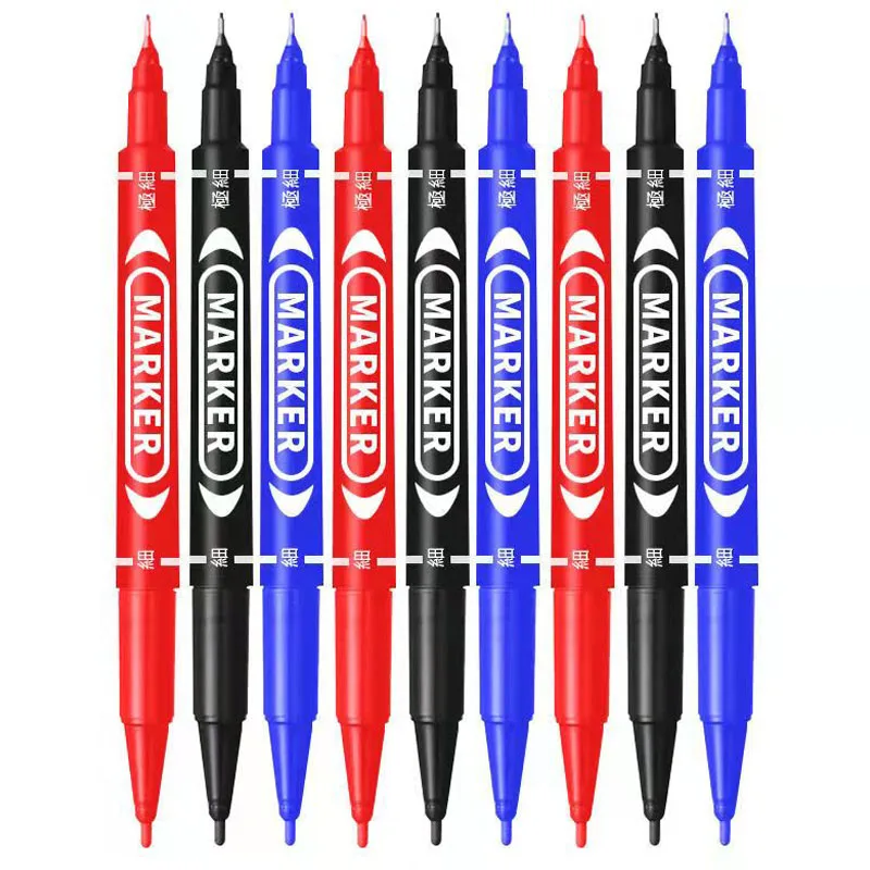 9Pcs/Set Twin Tip Permanent Marker Pen Oily Waterproof Ink Thin Nib ...