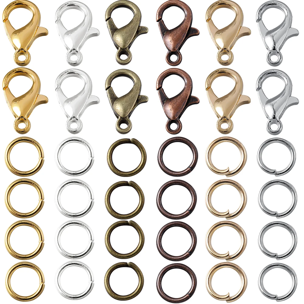 300Pcs/Set Lobster Clasp Jump Open Rings Jewelry Making Connector Kits ...