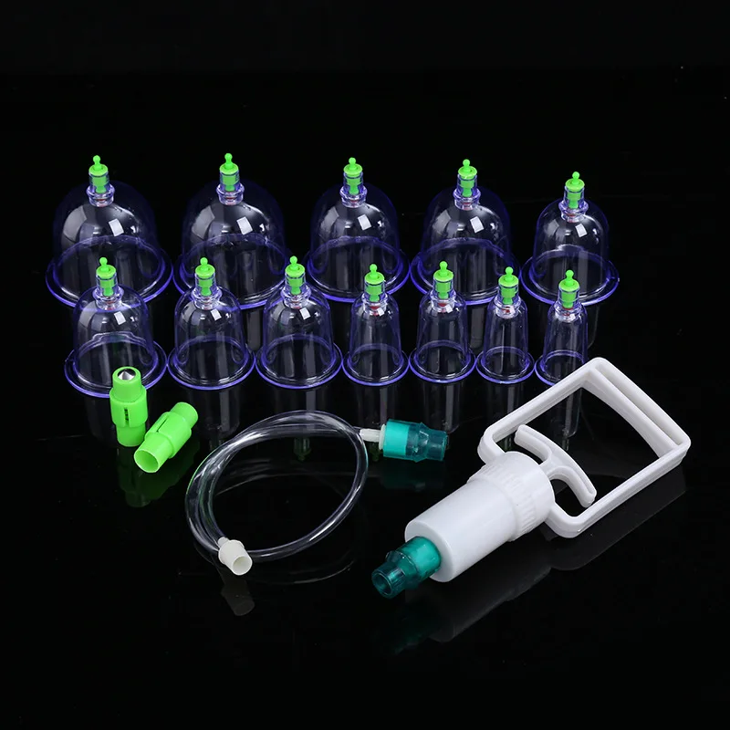 Household Cupping Therapy Set Vacuum Suction Cup Pump ABS Thick 12 Cans ...