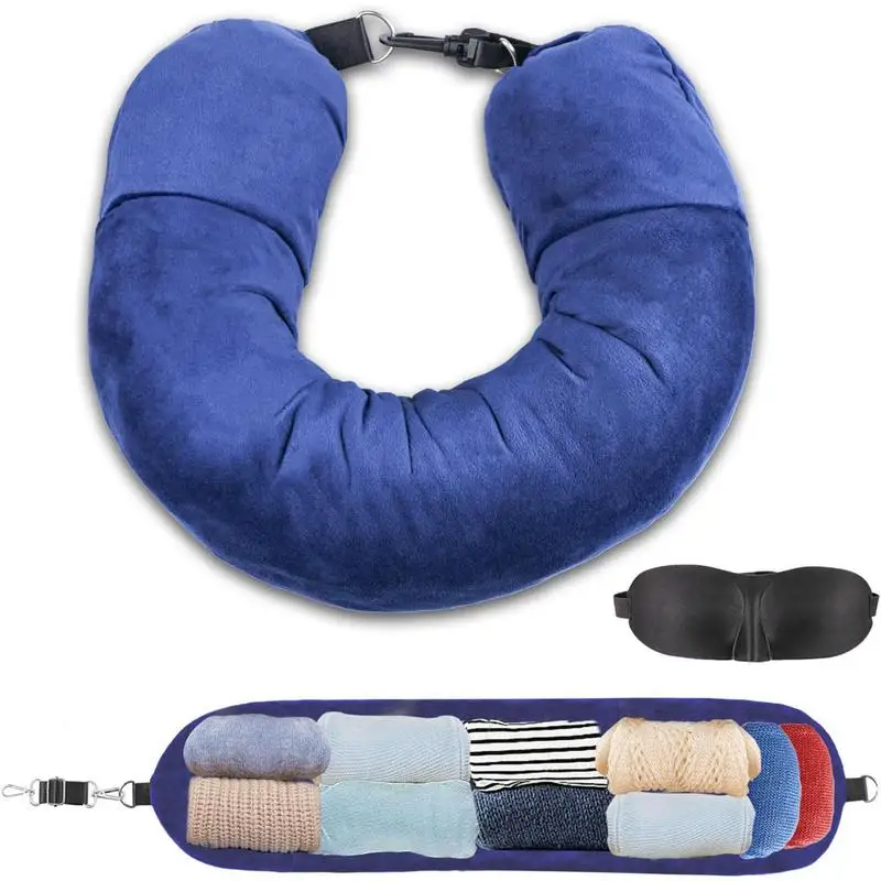 Velvet Soft Travel Stuffable Neck Pillow Luggage Space-saving Portable ...