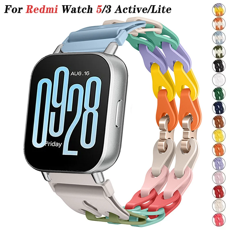 Stylish Silicone Chain Strap Bracelet for Smartwatch Replacement 22mm ...