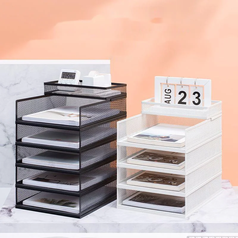 Metal Mesh Desk Organizer Box Office A3 Paper Organizer Document File ...