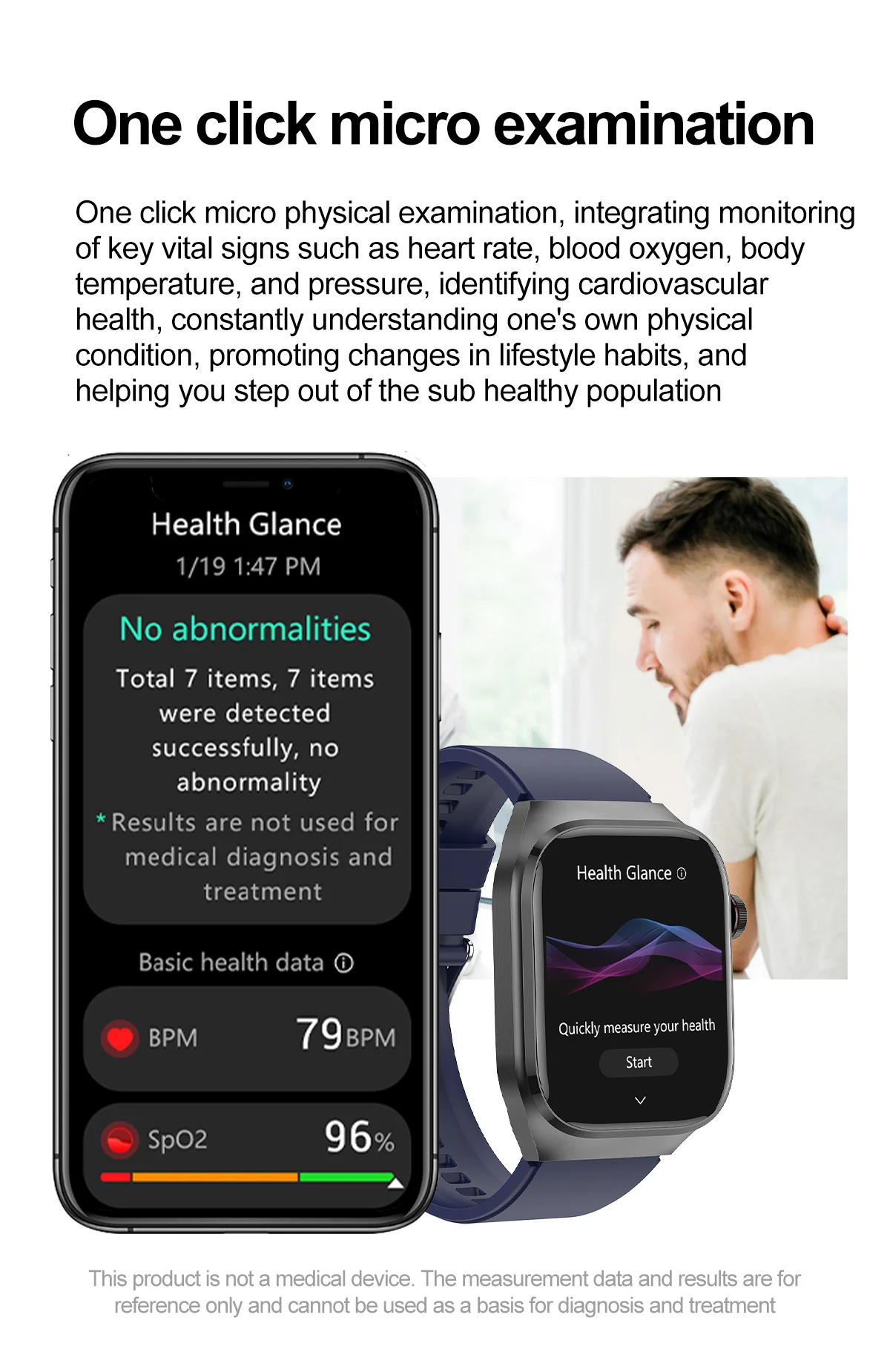 Medical Grade Health Smart Watch Man AMOLED ECG Physical Examination ...