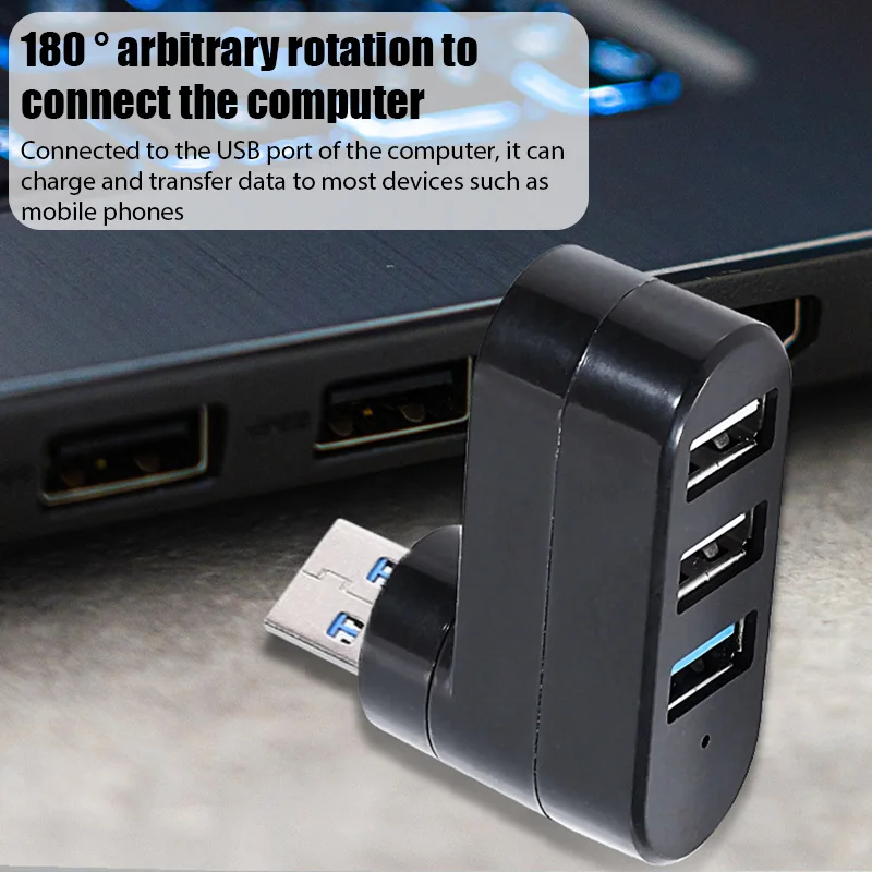 Mini répartiteur rotatif USB 3.0 à 3 Ports, adaptateur Hub pour PC ...