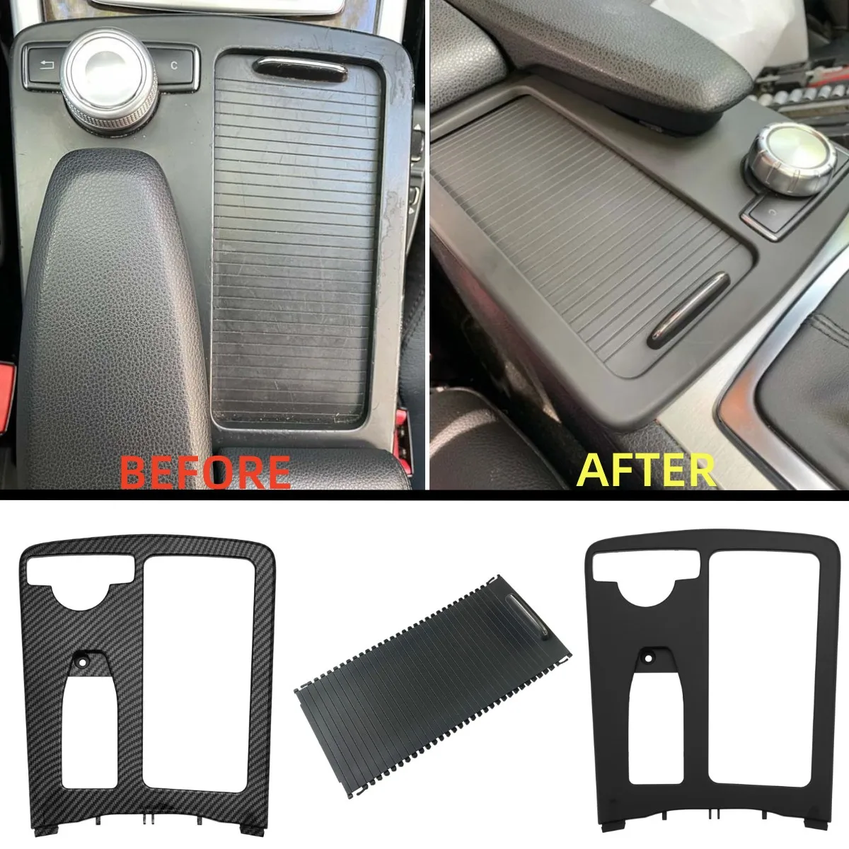 Central-Armrest-Cup-Holder-Roller-Shutter-Panel-Frame-Cover-For ...