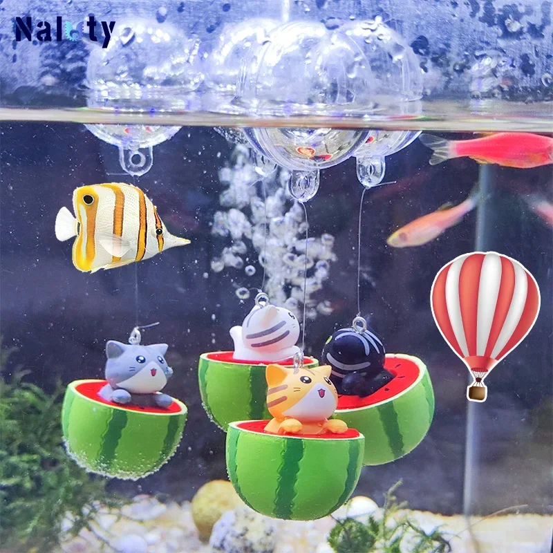 Hot-Air-Balloon-Cute-Cat-Enjoy-Fish-Creative-Aquarium-Decoration-Fish ...