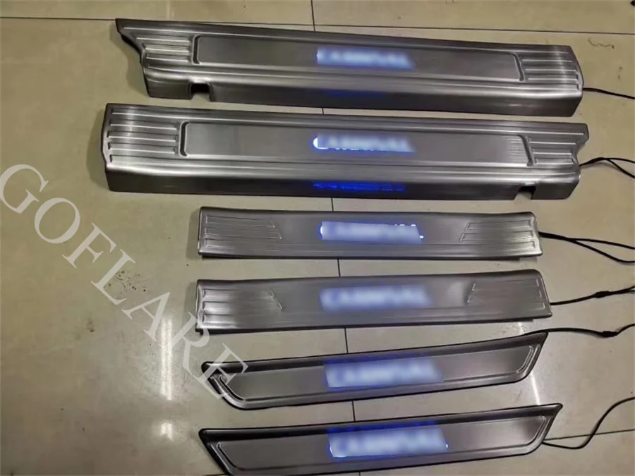 Led 도어 씰 스커프 플레이트 킥 가드 페달 문턱 보호대 환영 페달 기아 카니발 3 Ka3 2019 2021 용 자동차 액세서리