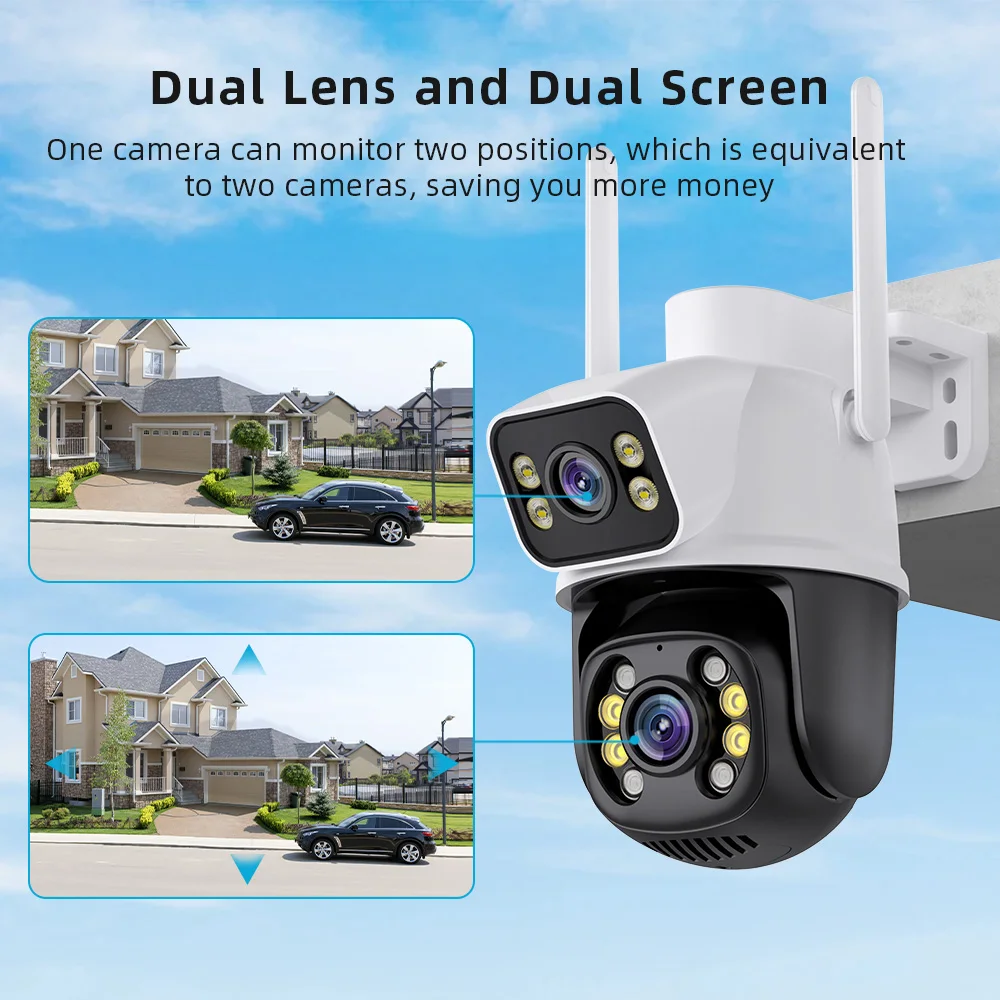 Dual Lens HD 1080P WiFi IP Camera Wireless Outdoor CCTV PTZ, 45% OFF