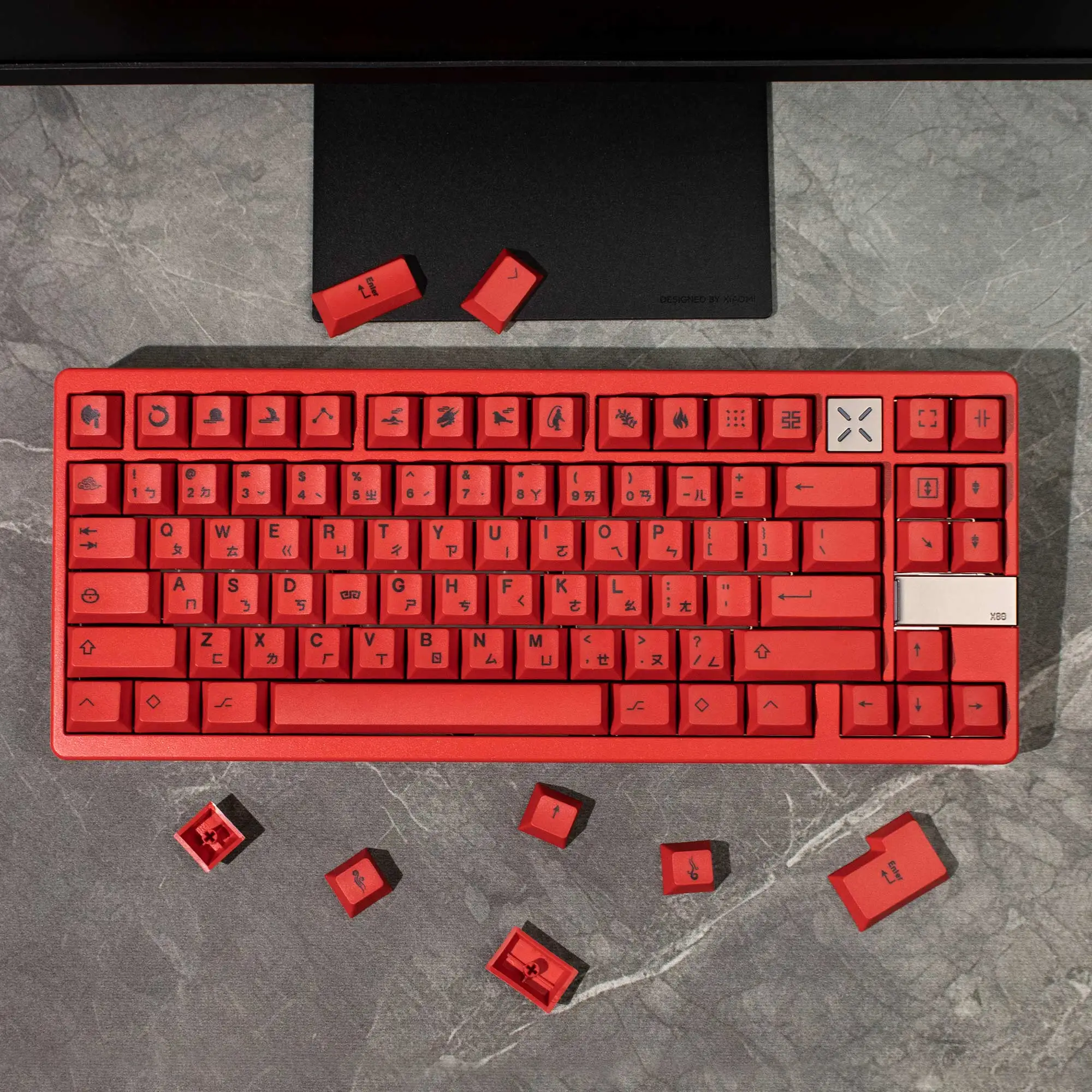 Minimalist Red Keycaps Icon Red Dargon blot Chinese Keycaps For MX ...