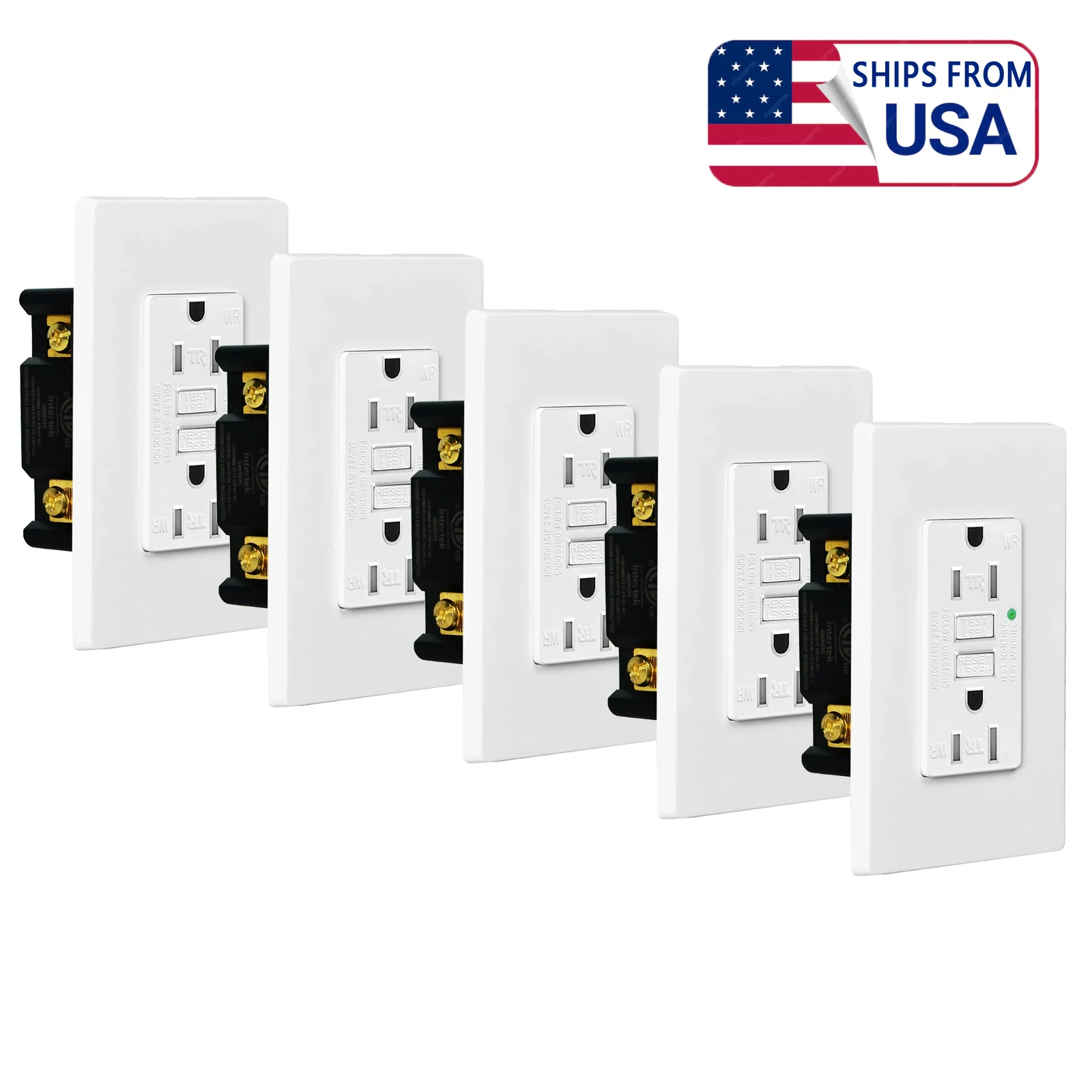 5PK-GFCI-Outlet-White-Black-15Amp-GFCI-Receptacle-with-LED-Indicator ...