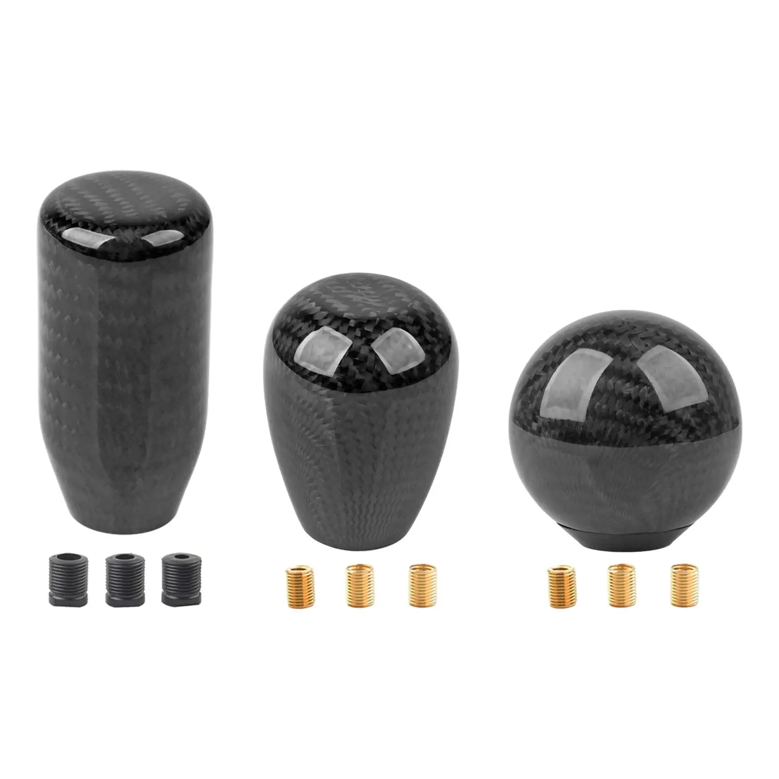 Manual-Gear-Shifter-Knob-with-3-Adapters-Universal-Carbon-Fiber-Shifter ...