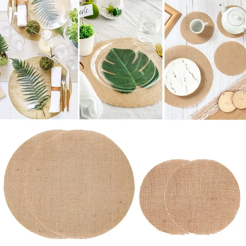 10pcs-Round-Linen-Jute-Burlap-Table-Placemat-Table-Mat-for-Dinner-Table ...