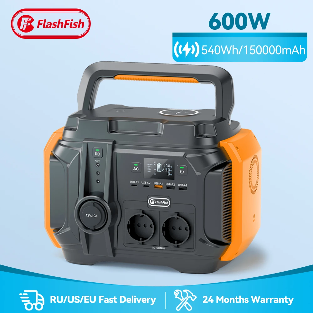 FF FLASHFISH 600W Power Station 540Wh 150000mAh UPS Solar Generator ...