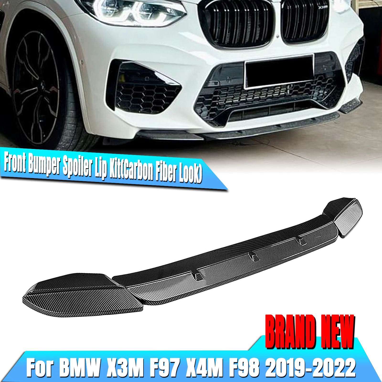 Front-Bumper-Spoiler-Lip-ABS-Plastic-Carbon-Fiber-Look-Car-Lower-Body ...