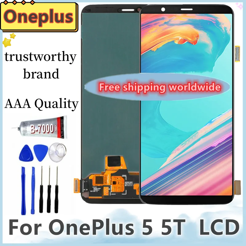 100% New Original AMOLED / TFT For Oneplus 5T 1+5T LCD Display Touch ...