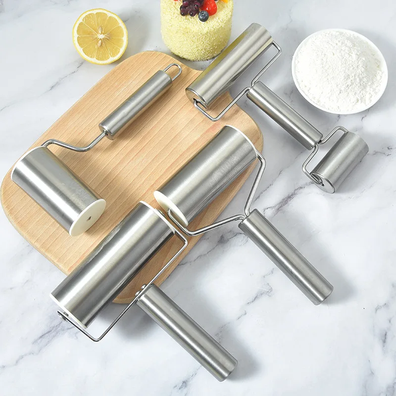 Stainless-Steel-Rolling-Pin-Pastry-Pizza-Fondant-Bakers-Roller-Metal ...