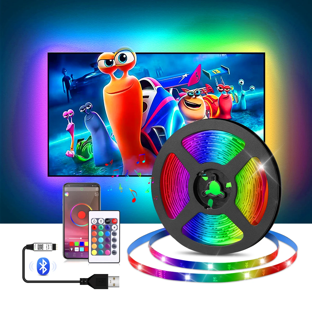 Smart-LED-Strip-Light-para-TV-Backlight-RGB-L-mpada-USB-Bluetooth ...
