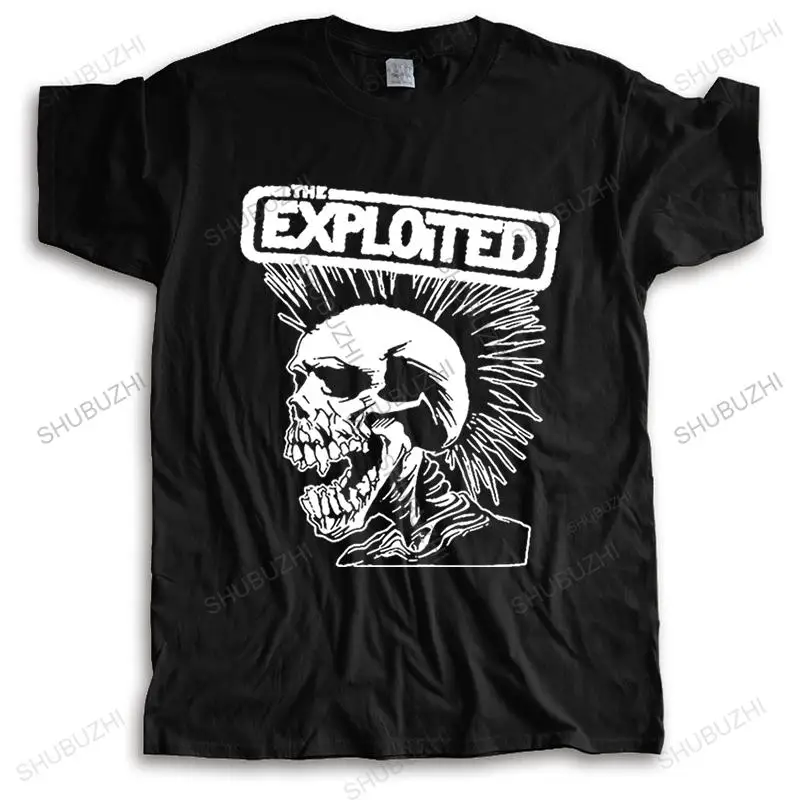 Punk-Style-Skull-Mens-T-Shirt-Exploited-Printed-New-Casual-Short-Sleeve ...