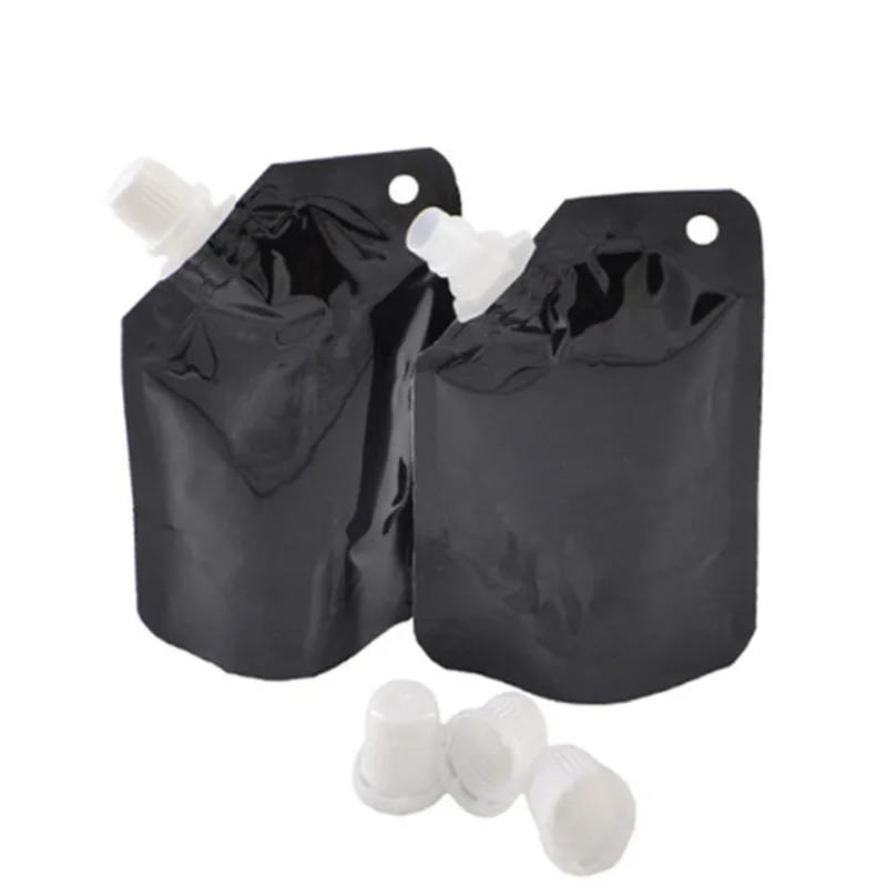 100PCS 50ML Plastic Aluminum Foil Black Spout Beverage Bag Summer ...