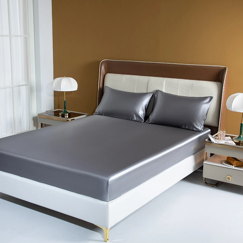 European and American Sizes Satin Fitted Sheet Smooth Skin friendly