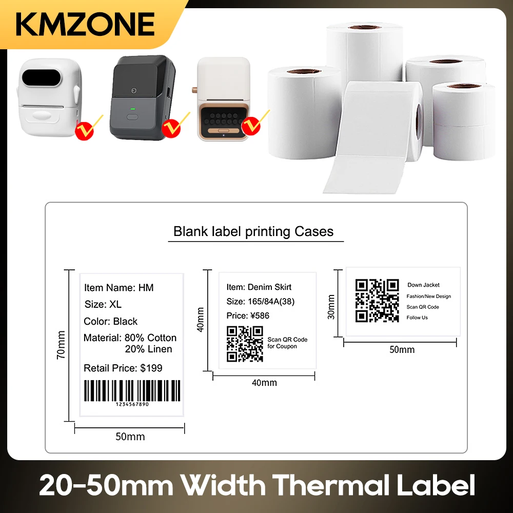 20-58mm-Paper-Self-Adhesive-Thermal-White-Blank-Label-Sticker ...