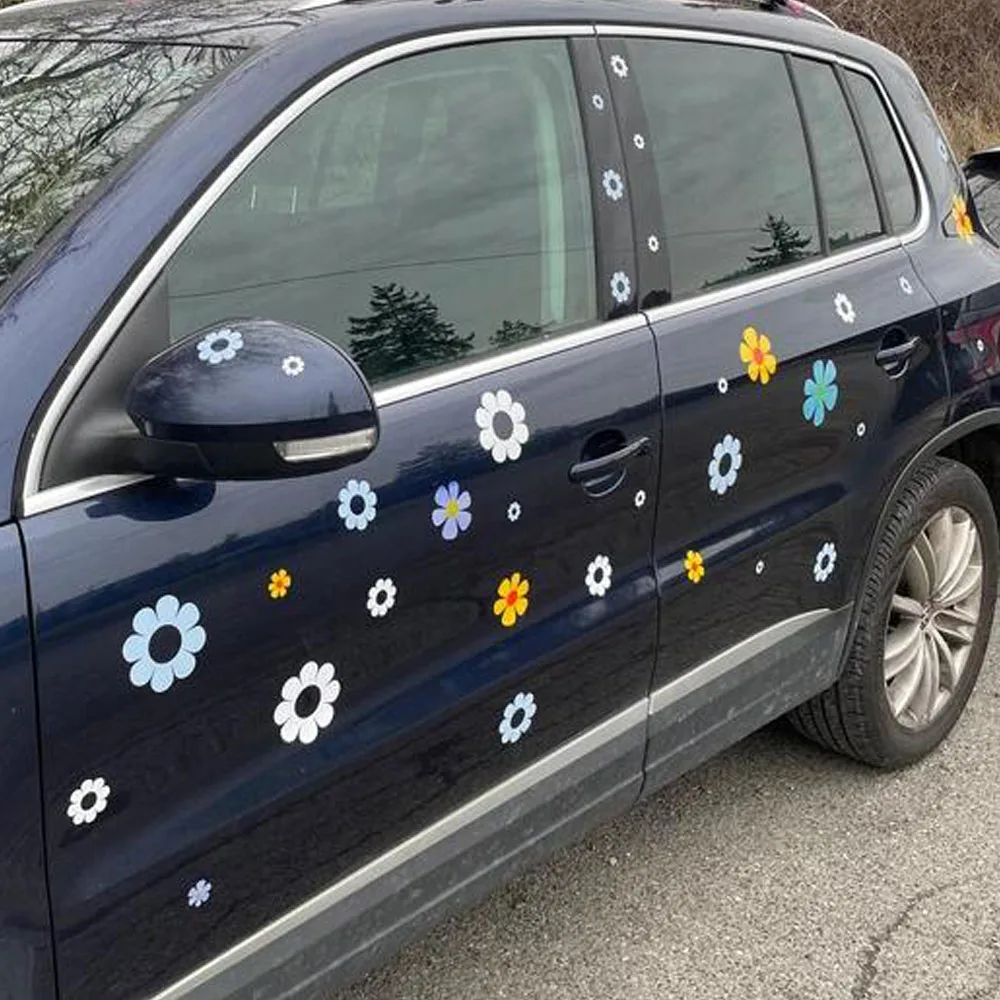 38PCS Daisy Vinyl Car Stickers Decals Decorative Car Accessories ...
