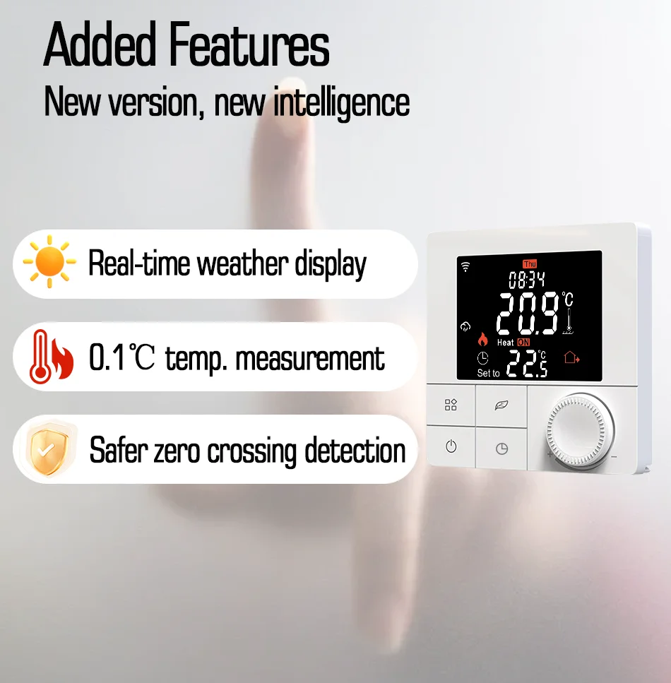 Thermostat Régulateur,Thermostat WiFi Tuya pour chauffage de l'eau-électrique au sol,chaudière à ...