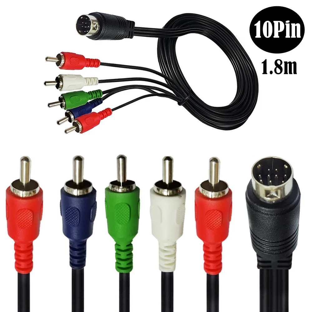 10-Pin-Audio-and-Video-DIN-Cable-S-Video-10Pin-to-5RCA-Male-Cable-RGB ...