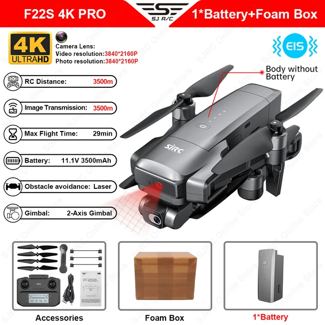 SJRC F22S 4K Pro Drone 4K Profesional GPS With HD Camera Obstacle Avoidance Drones 2 Axis ...