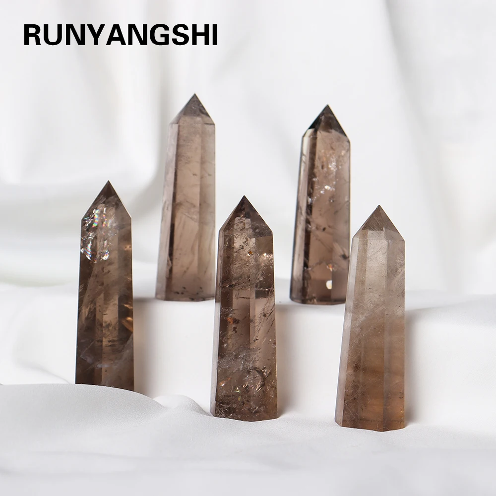 1pc-Natural-Crystal-Tower-Smoky-Quartz-Hexagonal-Prism-Energy-Gem-Magic ...