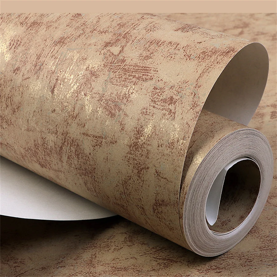 Retro Industrial Style Bronzing Plain Wallpaper Non woven Fabric Light ...