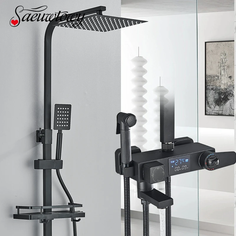 4-Ways-Digital-Display-Shower-Faucet-Bathroom-Thermostatic-Hot-Cold ...