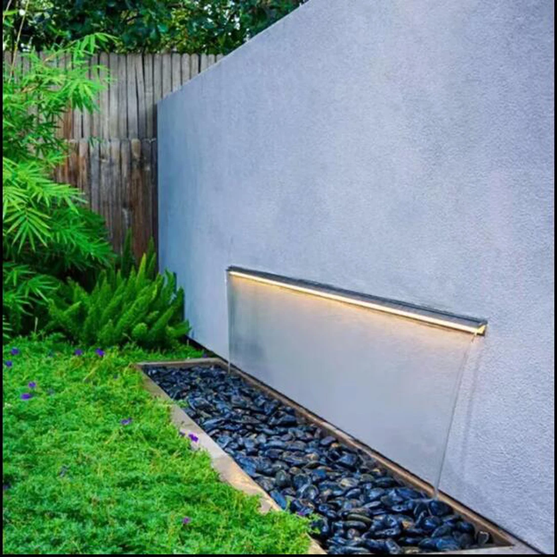 European-style-landscaping-stainless-steel-waterfall-outlet-courtyard ...