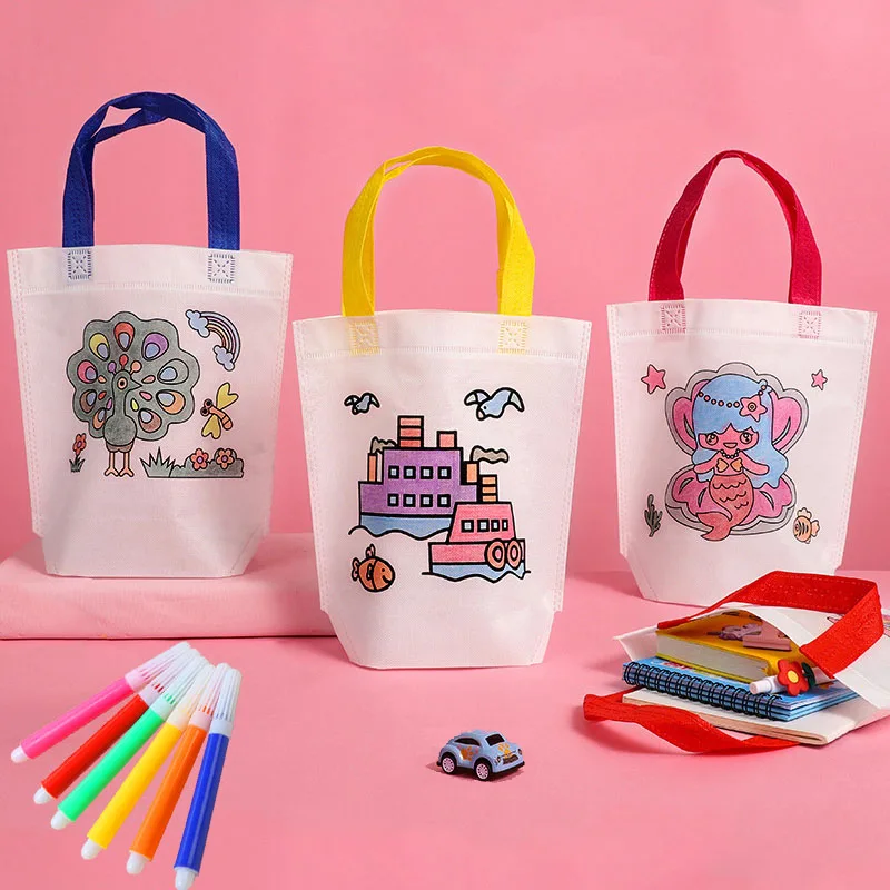 5-10pcs-Double-Sided-Non-woven-Graffiti-Bags-Holiday-Party-Gift-Bag-DIY ...