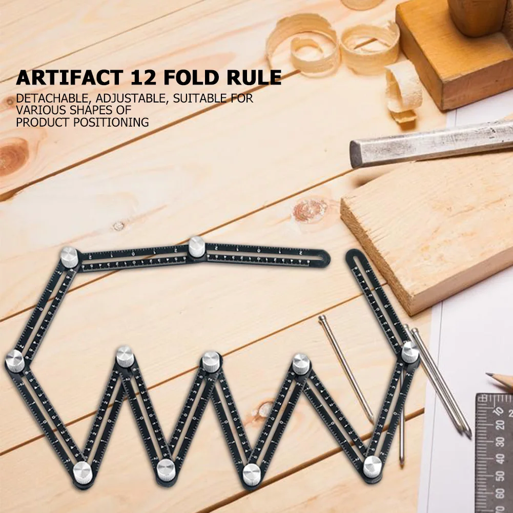 12 Folding Multi Angle Measuring Ruler Brick Tile Wood Corner ...