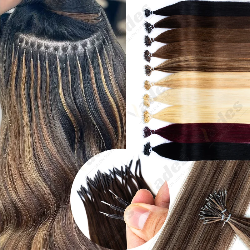 50G Nano Bead Ring Human Hair Extension Pre Bonded Nano Tip Remy Hair ...