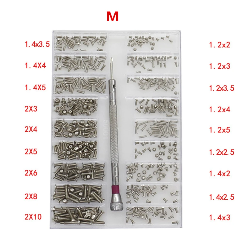 18 Types 500Pcs Mini screw DIY Kit +1.6mm Screwdriver For Laptop ...