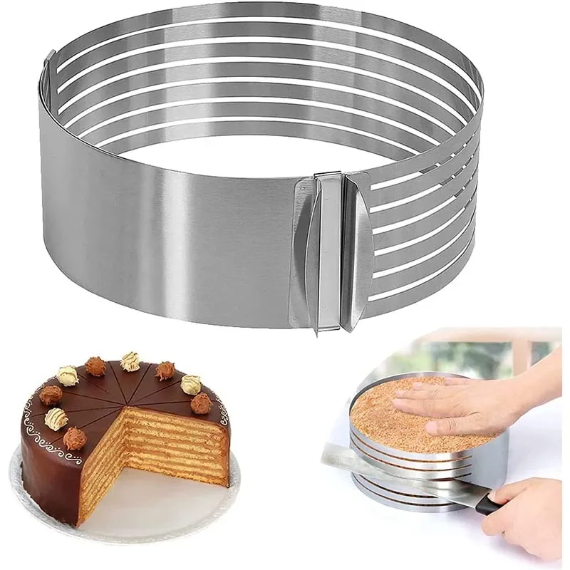 6 Layers Adjustable Stainless Steel Round Cake Slicer 6-12 Inch Bread ...